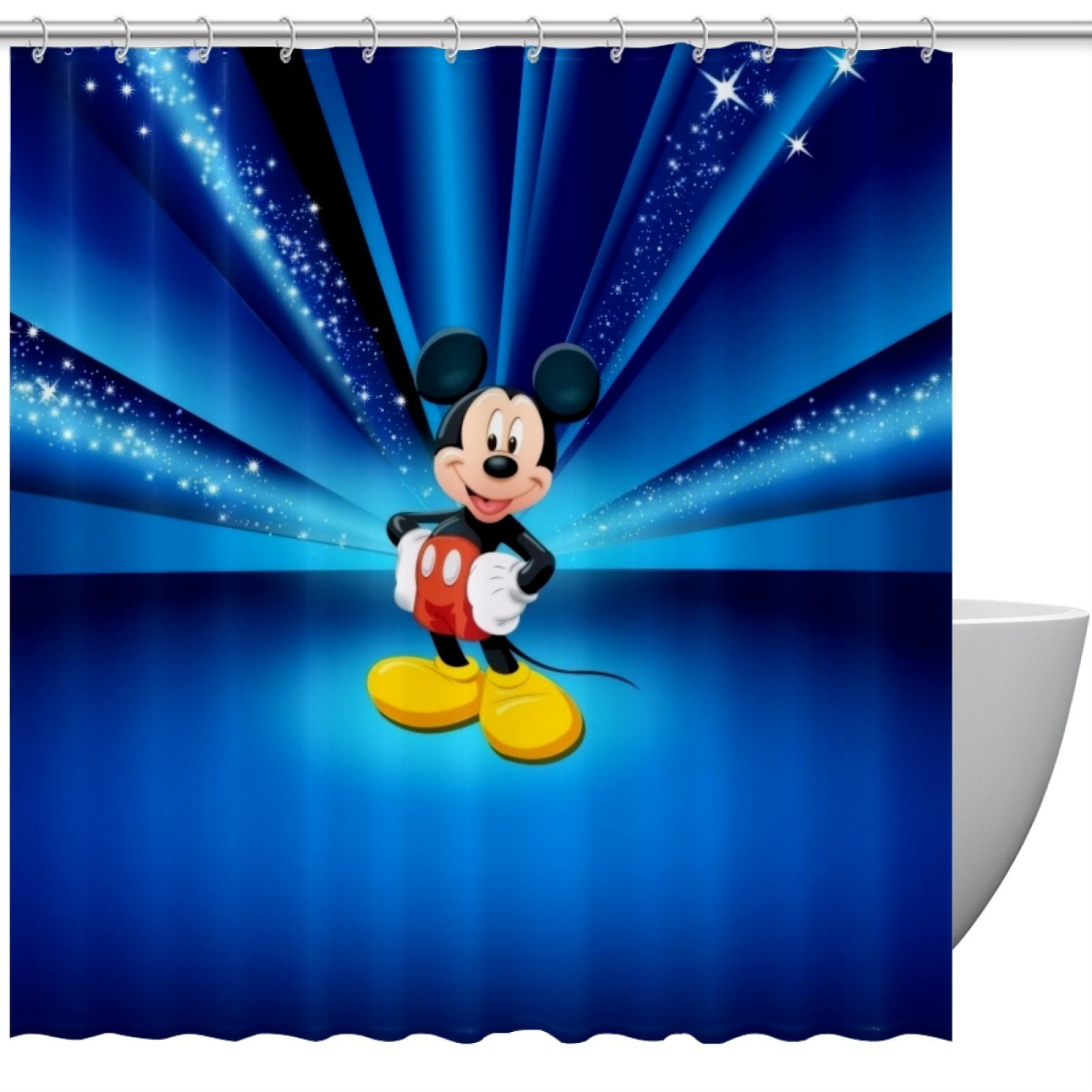 Mickey Printed Shower Curtain with Hooks 60" x 72" - Walmart.com
