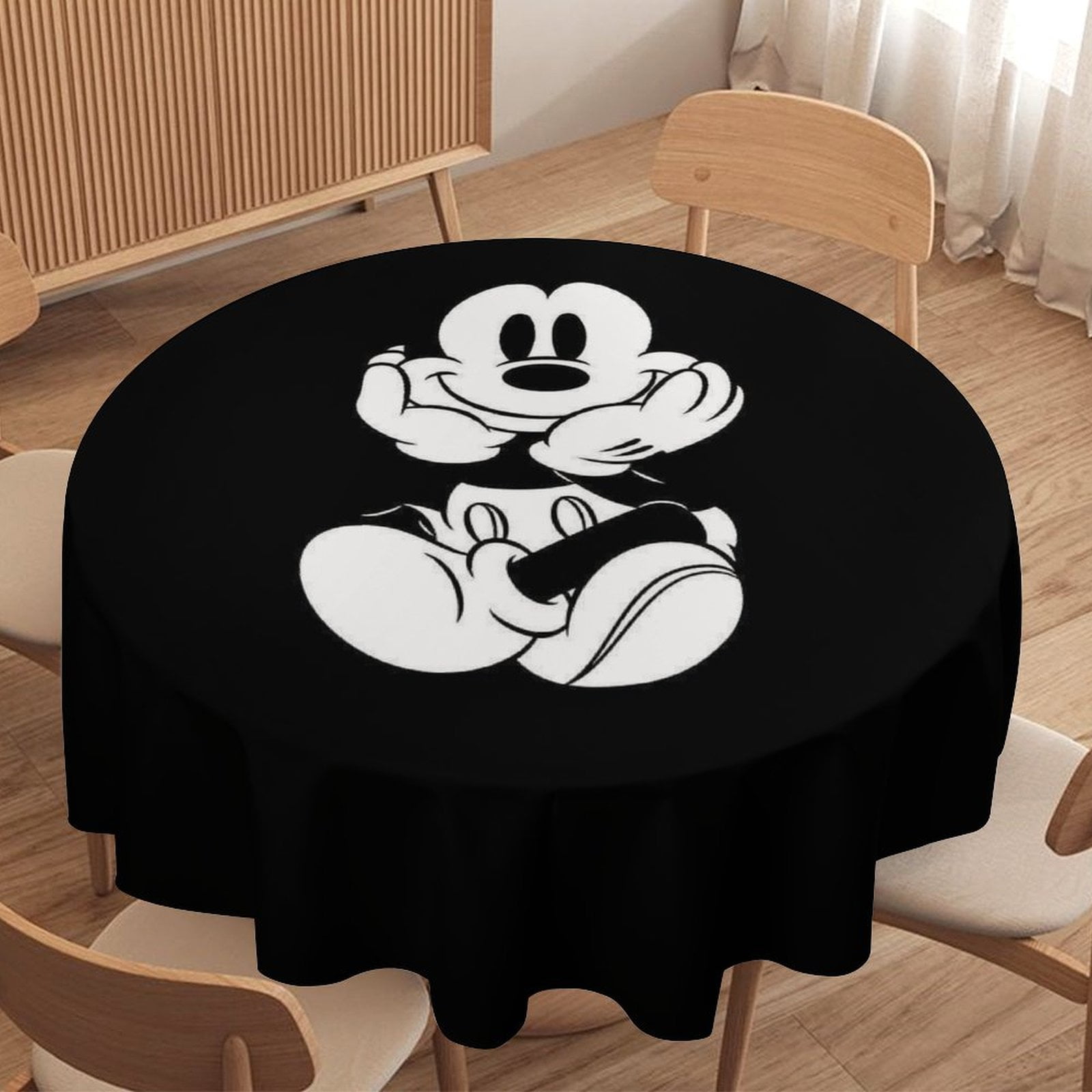 Mickey Round Tablecloth，Waterproof Stain and Wrinkle Resistant Washable ...