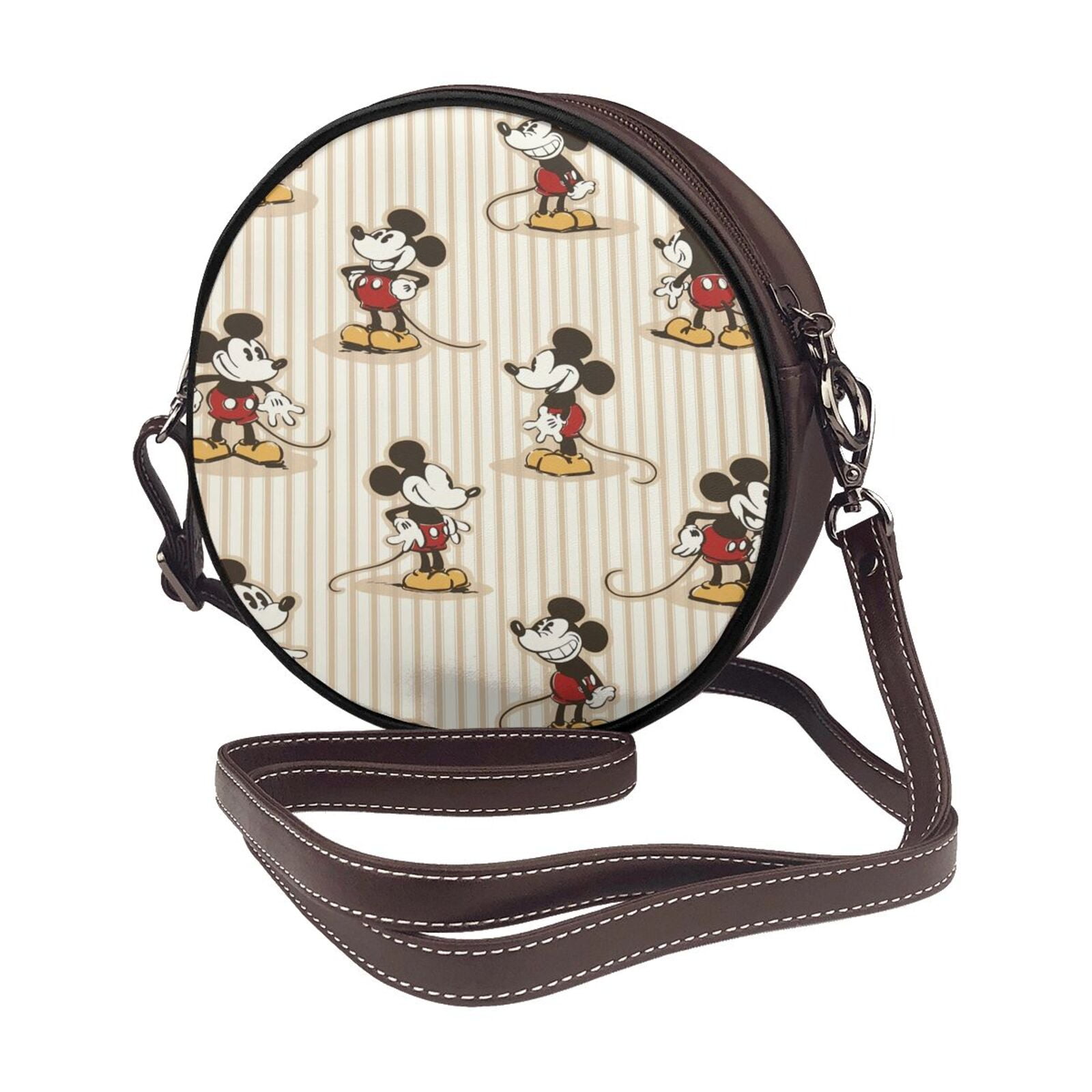 Mickey Round Tote Handbags,PU Leather Round Crossbody Bags for Women ...