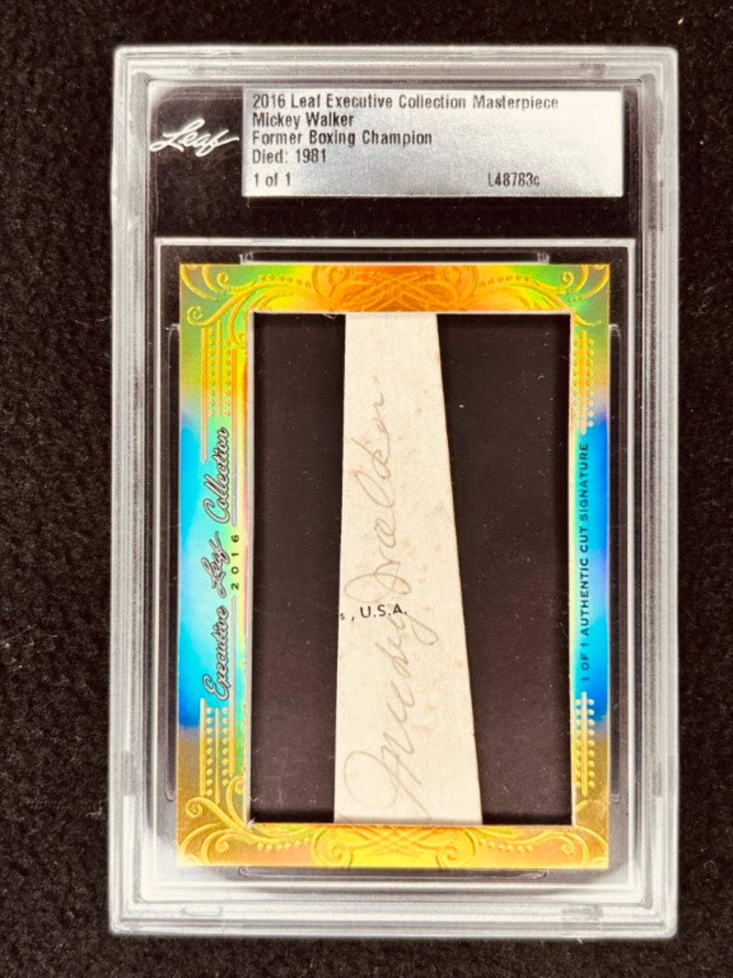Mickey Walker 2016 Leaf Masterpiece Cut Signature certified autograph ...