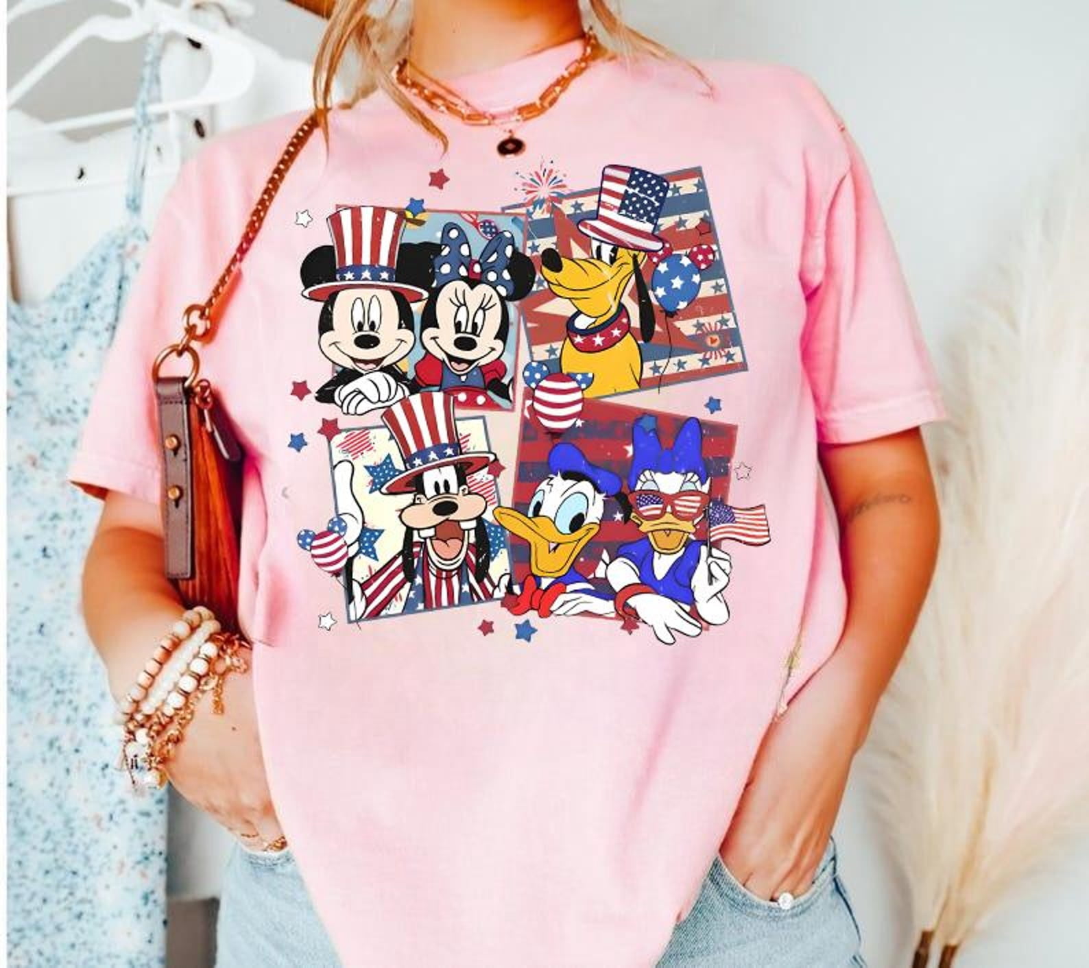 Mickey and Friends US Flag Disney Happy 4th of July T-Shirt, Disneyland ...