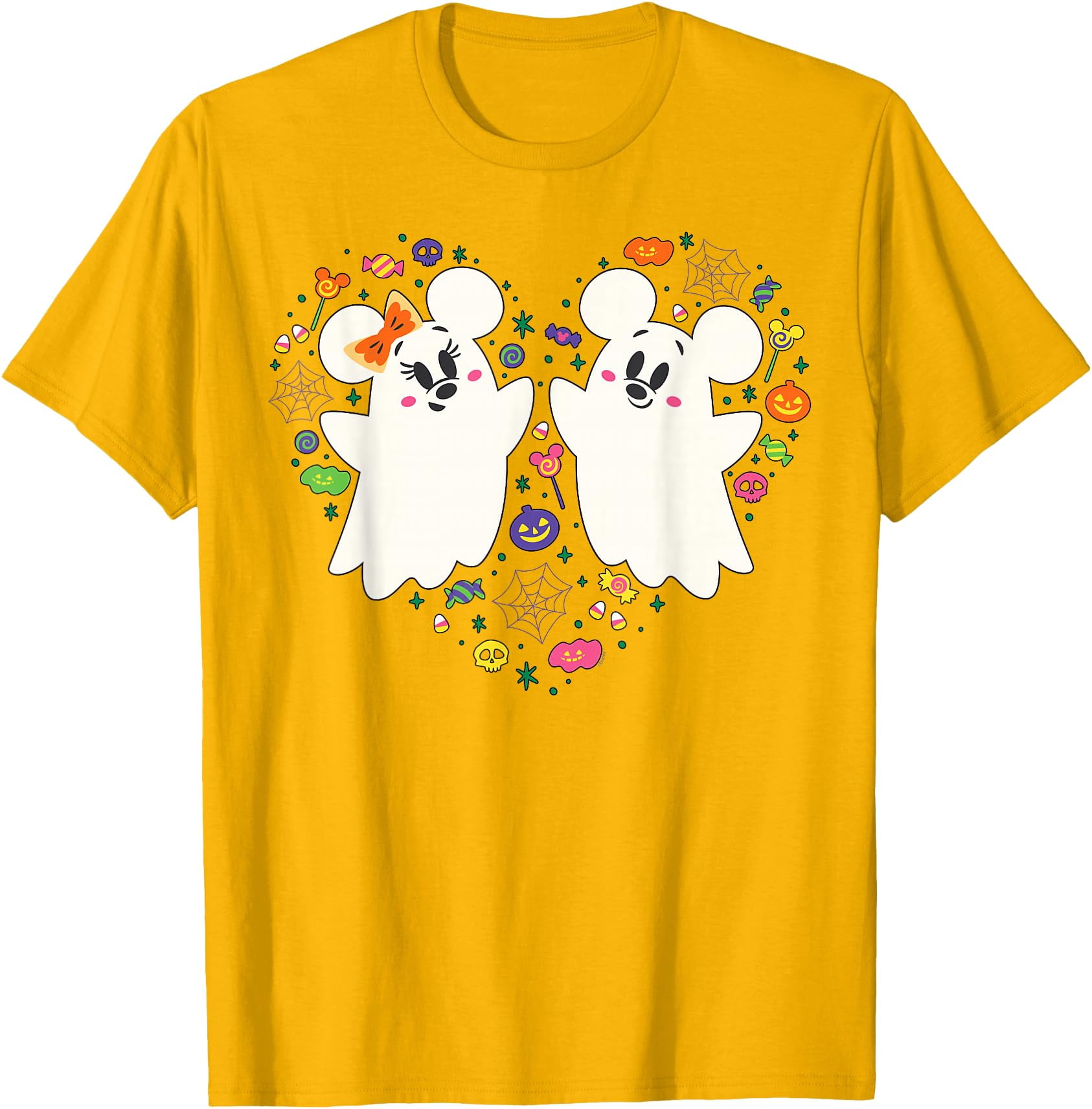Mickey and Minnie Cute Little Ghosts Halloween Heart DTG Print Unisex T ...