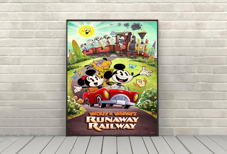 Mickey and Minnie Featured in a Runaway Railway Attraction Scene with a ...