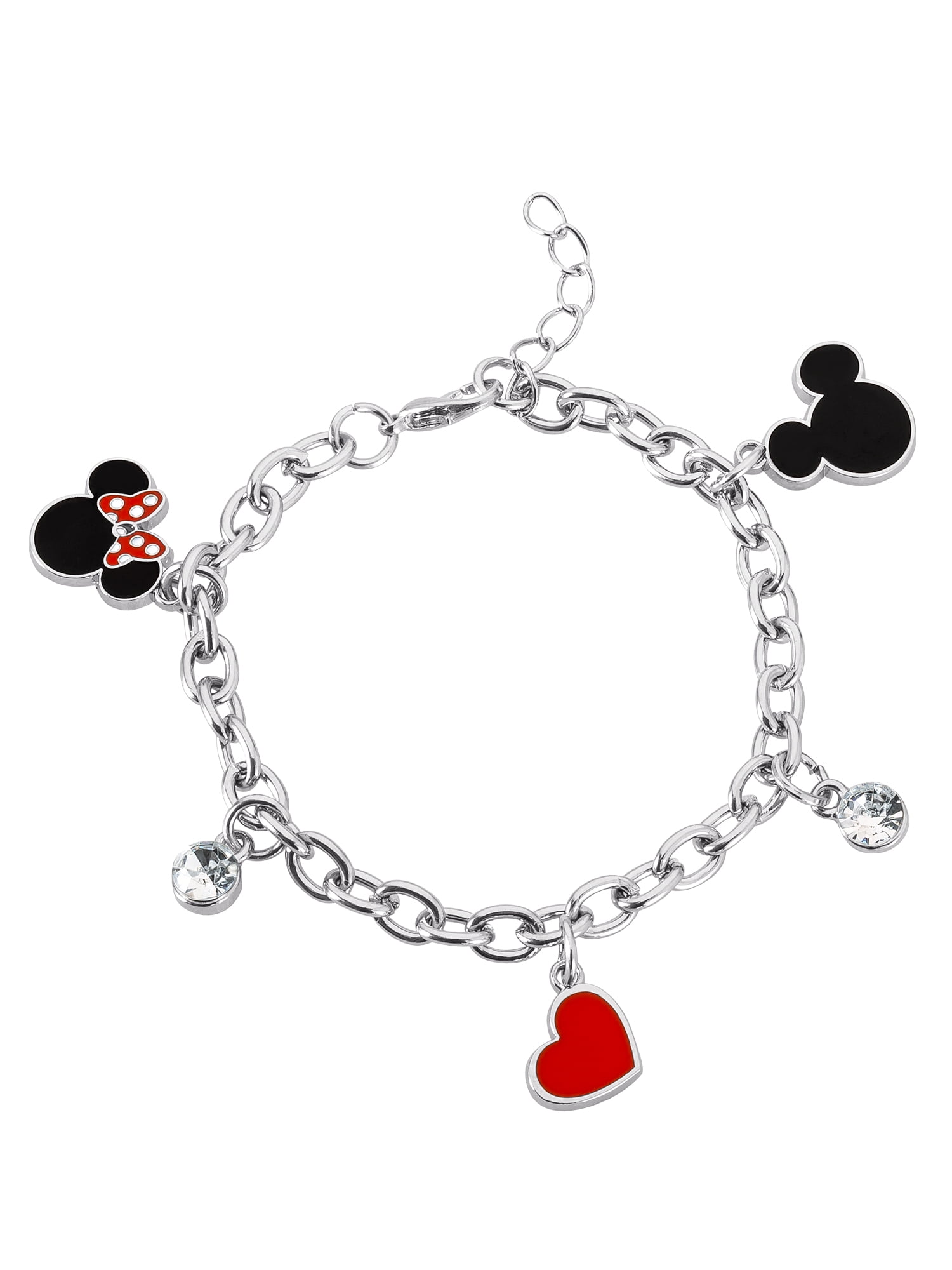 Mickey and Minnie Mouse Girl's/Tween Charm Bracelet 6.5" + 1" - Walmart.com