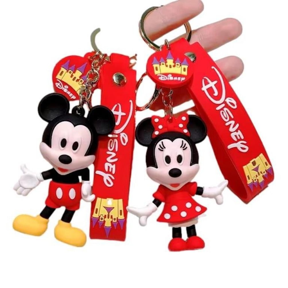 Mickey and Minnie Mouse Silicone 3D Charm Keychain Keyring Set of 2 ...