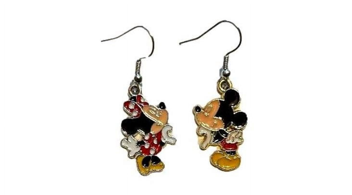 Mickey and Minnie Mouse Standing French Wire Enamel Metal Earrings ...