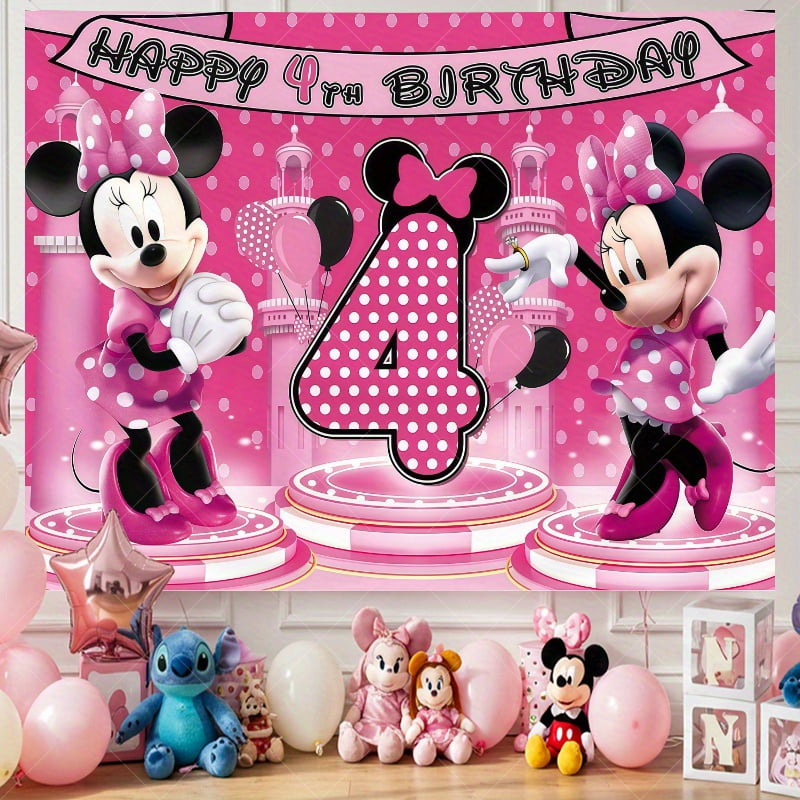 Mickey and Minnie cartoon theme birthday flag Background flag Children's party decoration items ...