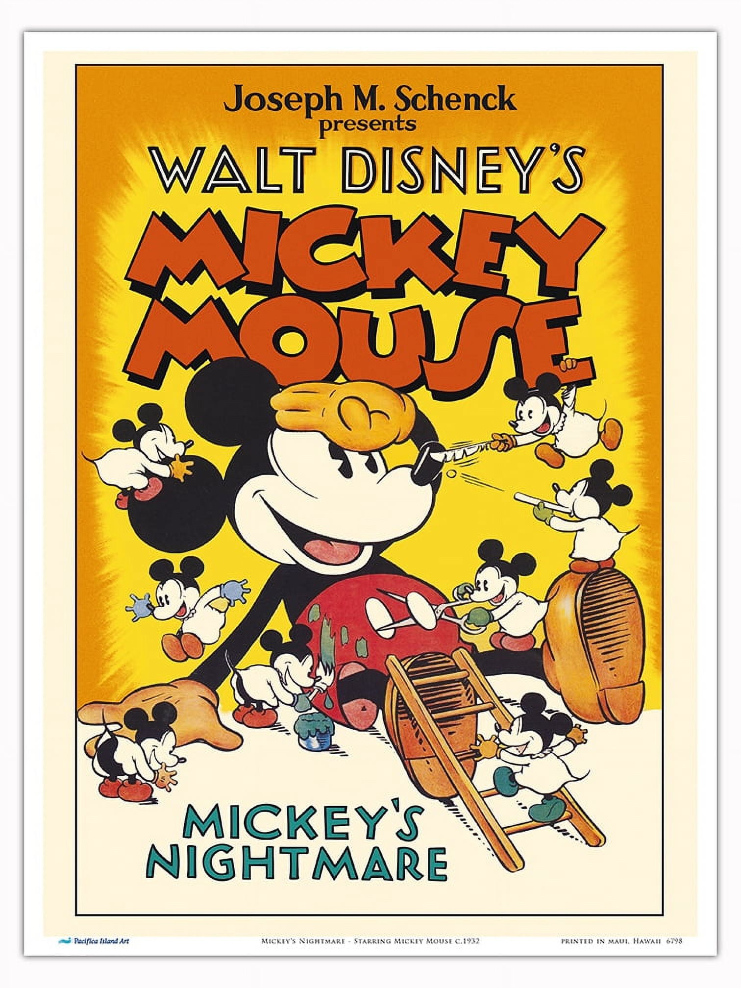 Mickey’s Nightmare - Starring Mickey Mouse - Vintage Film Movie Poster ...