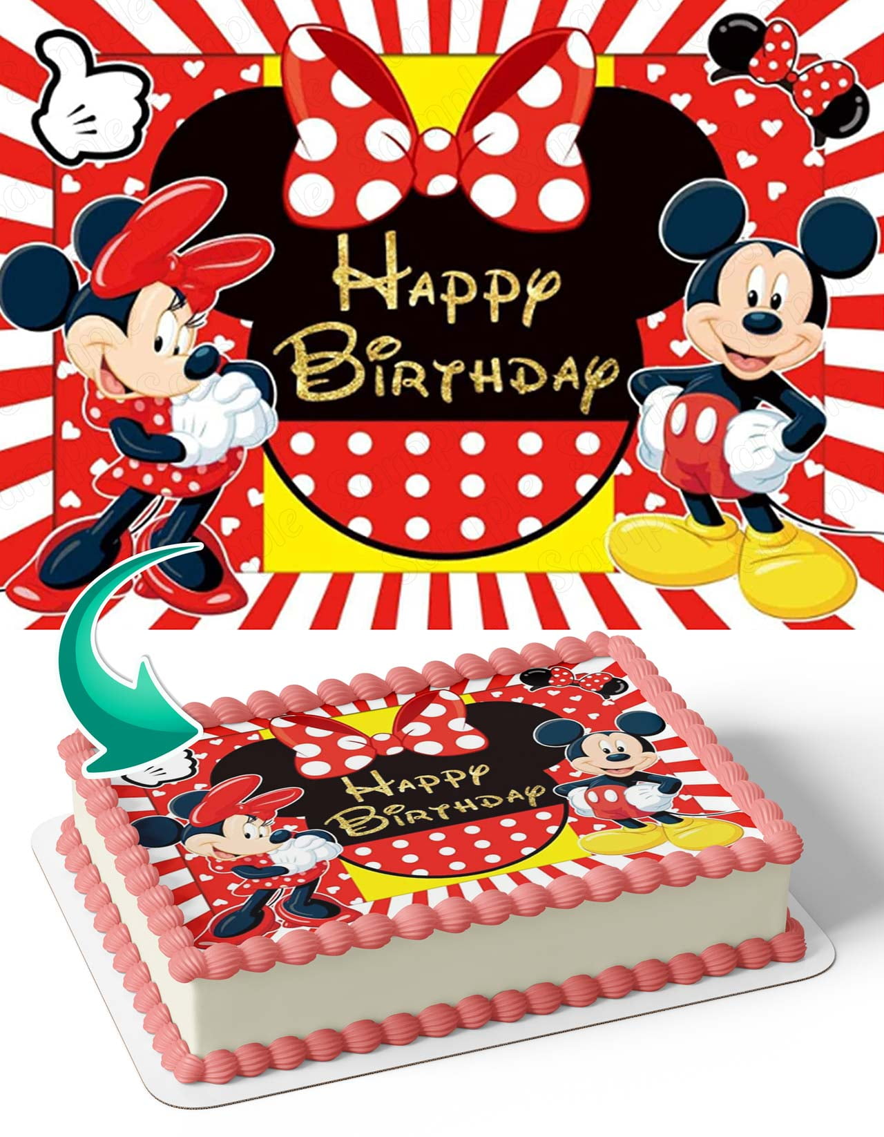 Micky Minnie Mouse Edible Image Birthday Cake Topper, by BirthdayJungle ...