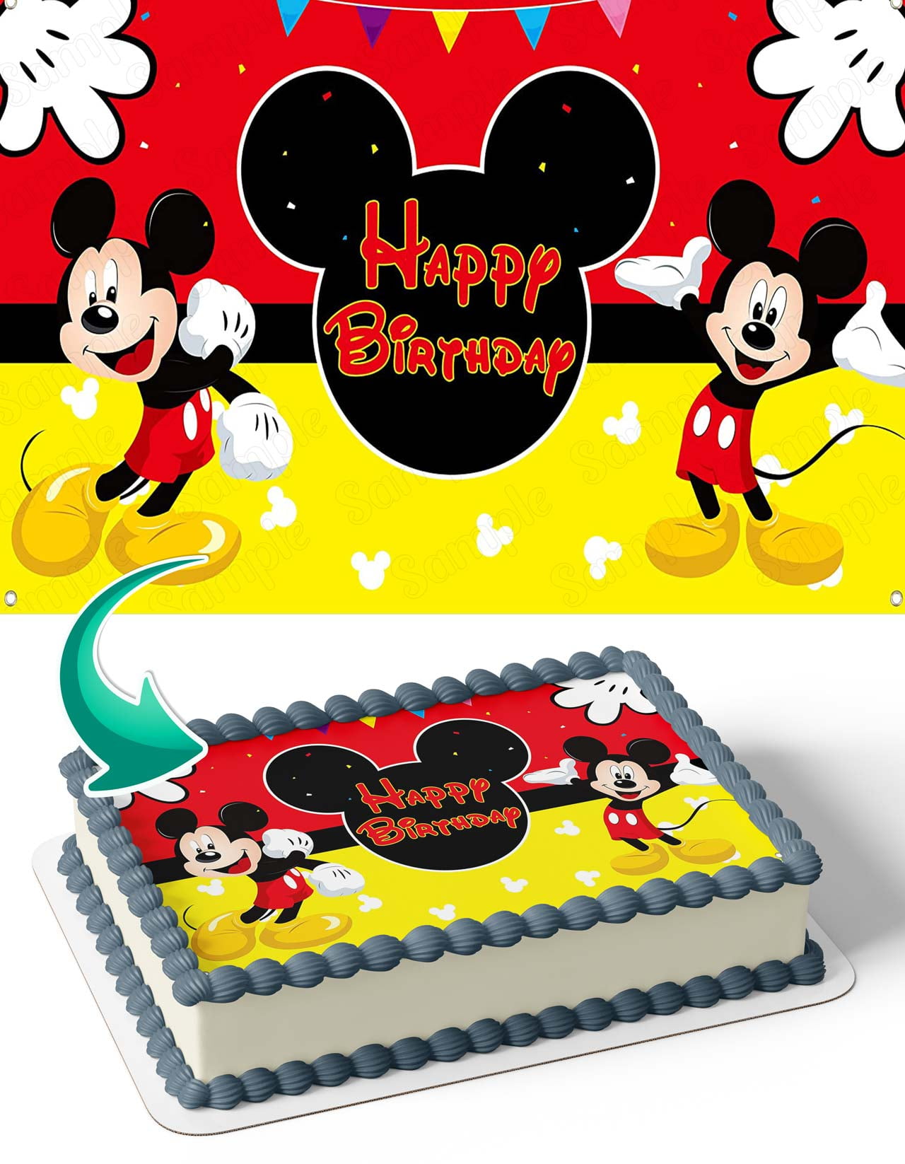 Micky Mouse Disney Style Edible Image Cake Topper Personalized Birthday ...