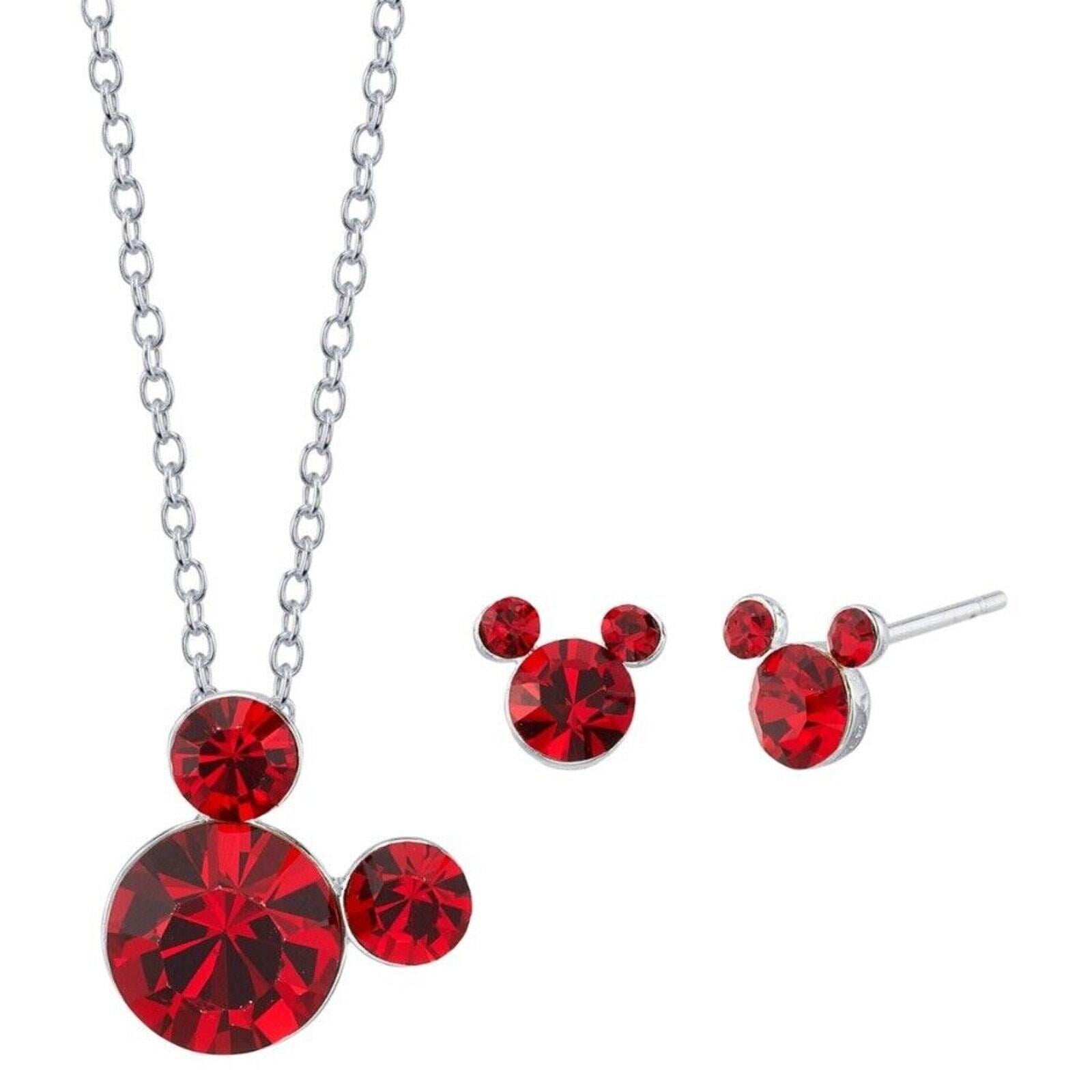 Micky Mouse Lab Ruby July Birthstone Necklace Earrings 2 Pc Set Mickey ...