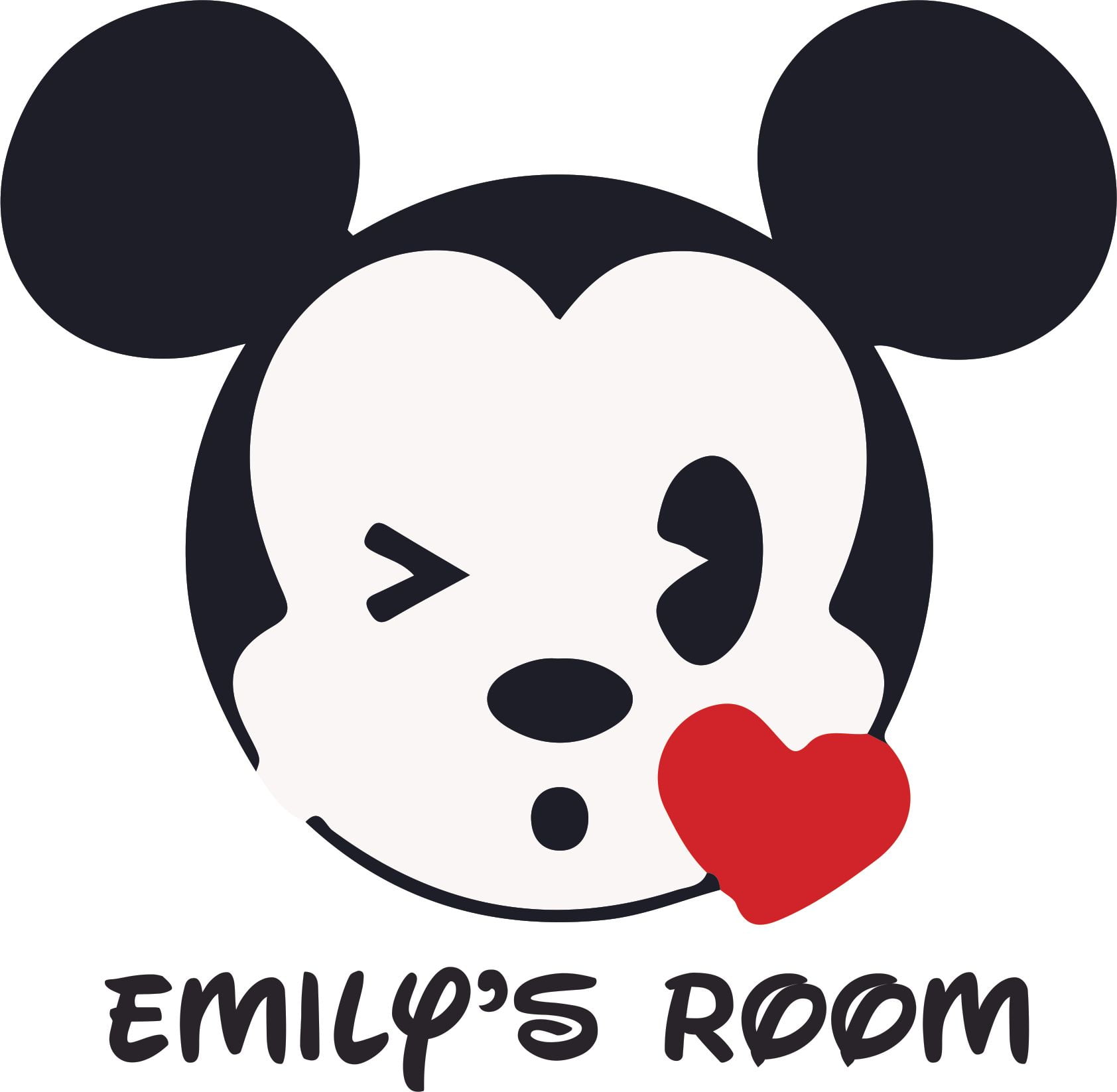 Micky Mouse Winking Vinyl Mural Customized Name Wall Decal - Custom ...