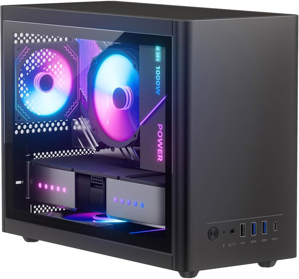 Micro ATX Case with Fans, 2PCS 90mm RGB Fans Pre-Installed,14.6L 0.8mm ...