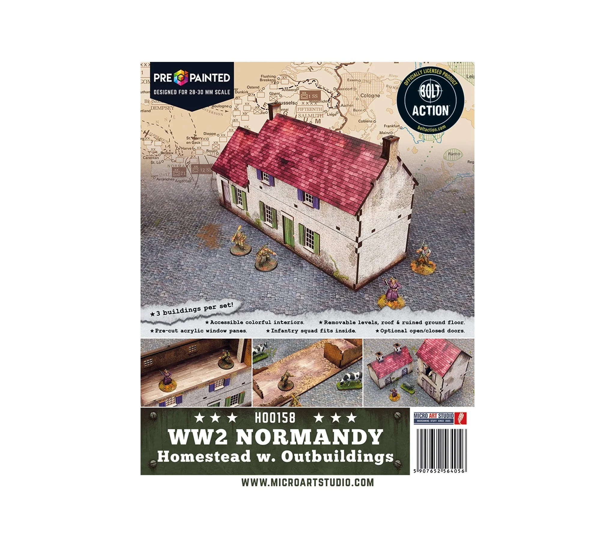 Micro Art Studio: Pre Painted WWII Normandy Homestead w/ Outbuildings ...
