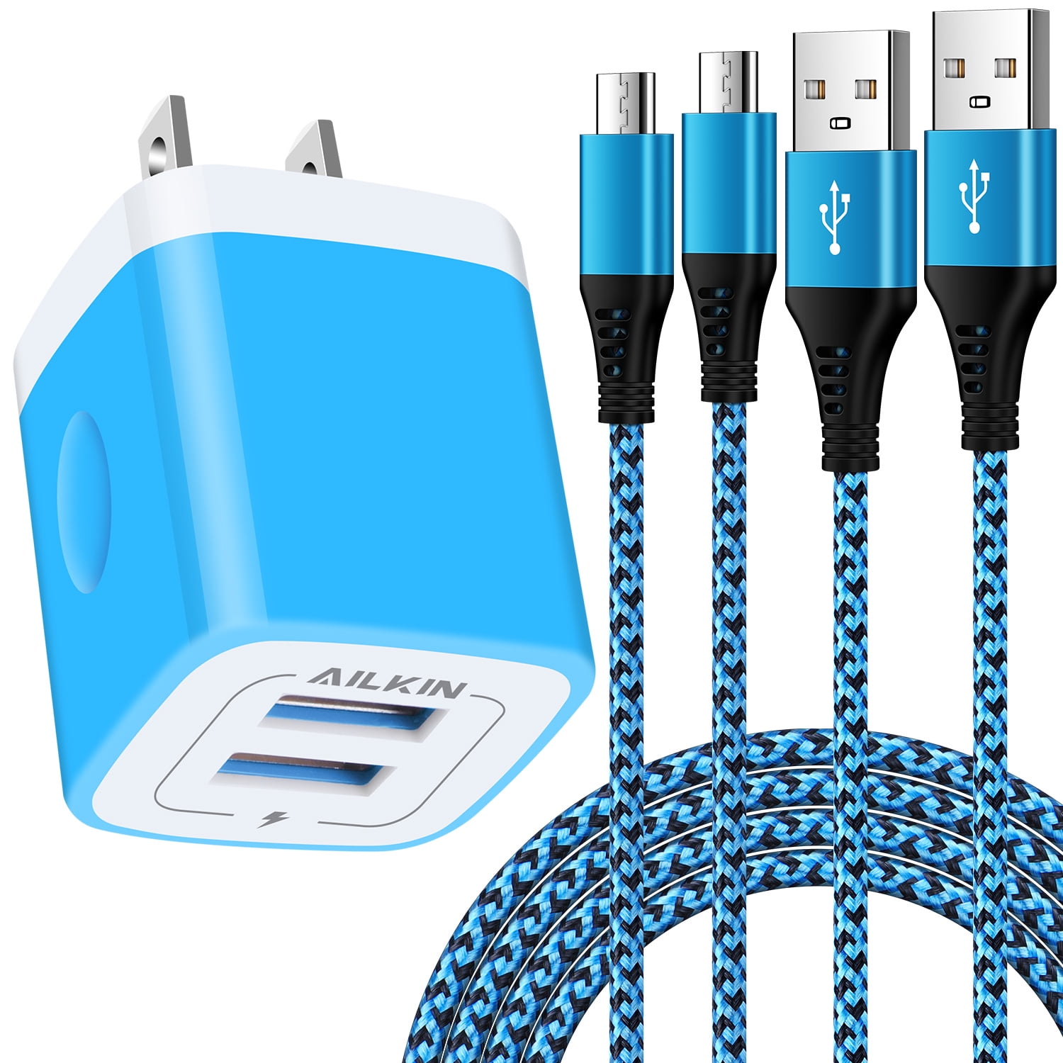 Micro Cable Cable,Micro USB Cable 6ft with 2.1A USB Wall Charger,Ailkin ...
