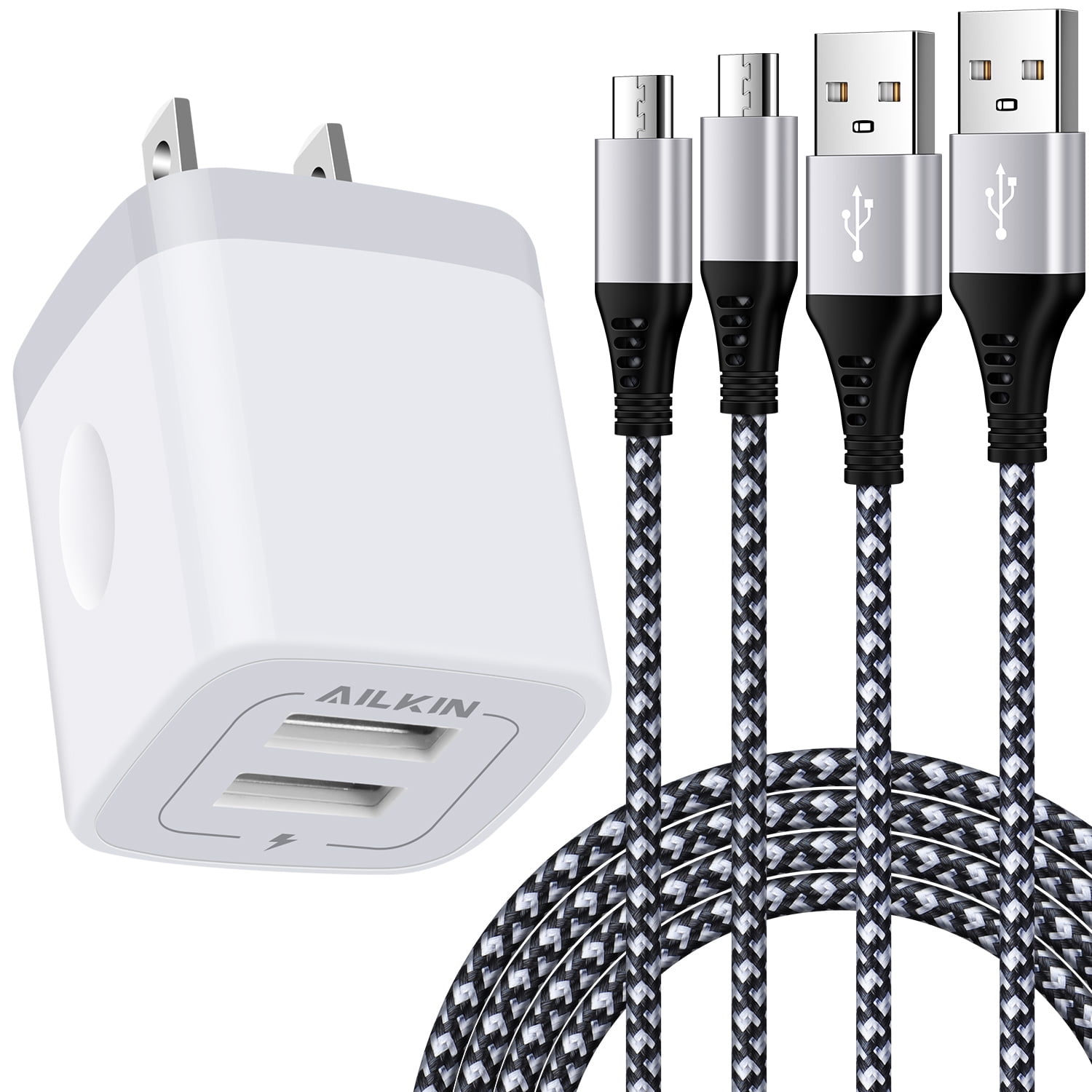 Micro Cable Cable,Micro USB Cable 6ft with 2.1A USB Wall Charger,Ailkin ...