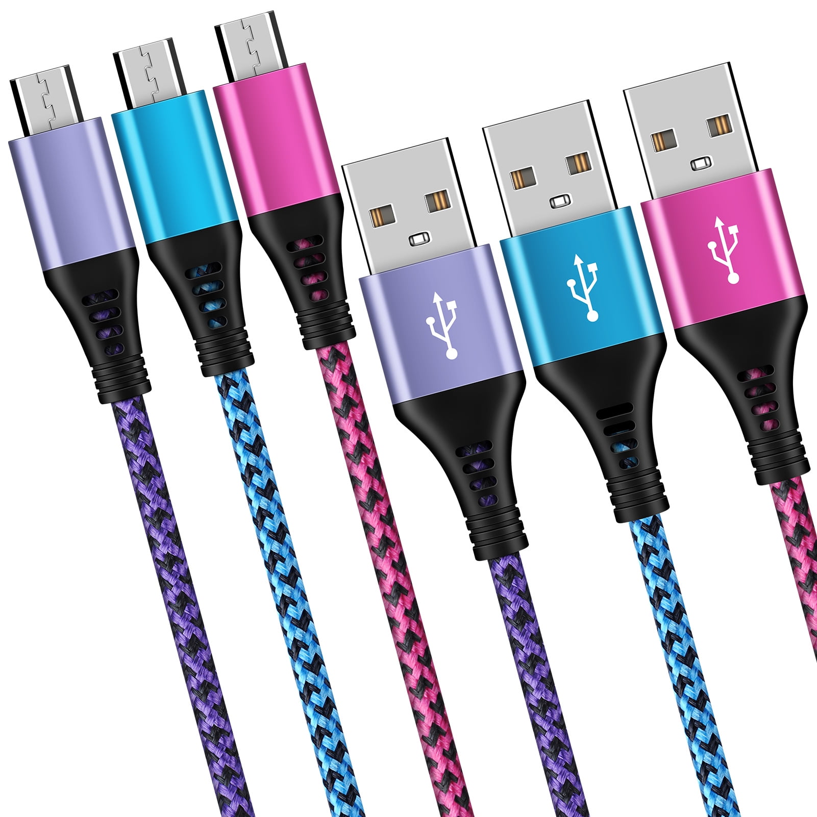 Micro Cable,Micro USB Cable,6ft 3 Pack AILKIN Android Charging Cable ...