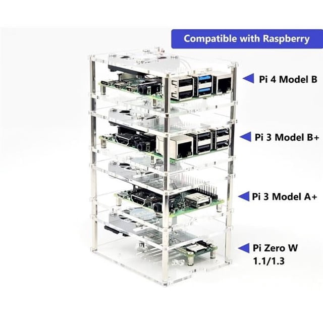 Micro Connectors 4 Layer Acrylic Stackable Raspberry Pi Case with Fan ...