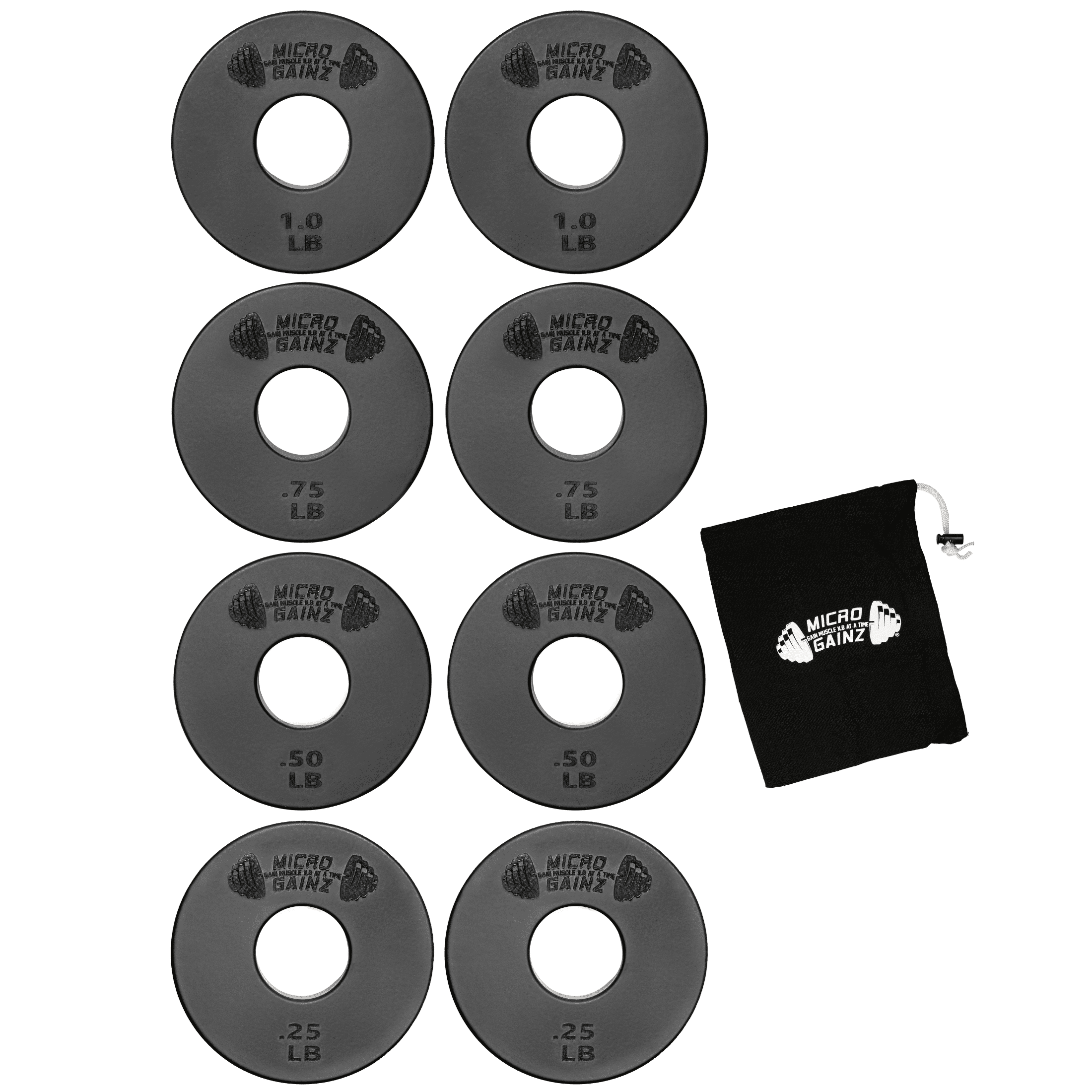 Micro Gainz Standard 1-Inch Center Hole Fractional 8 Piece Weight ...