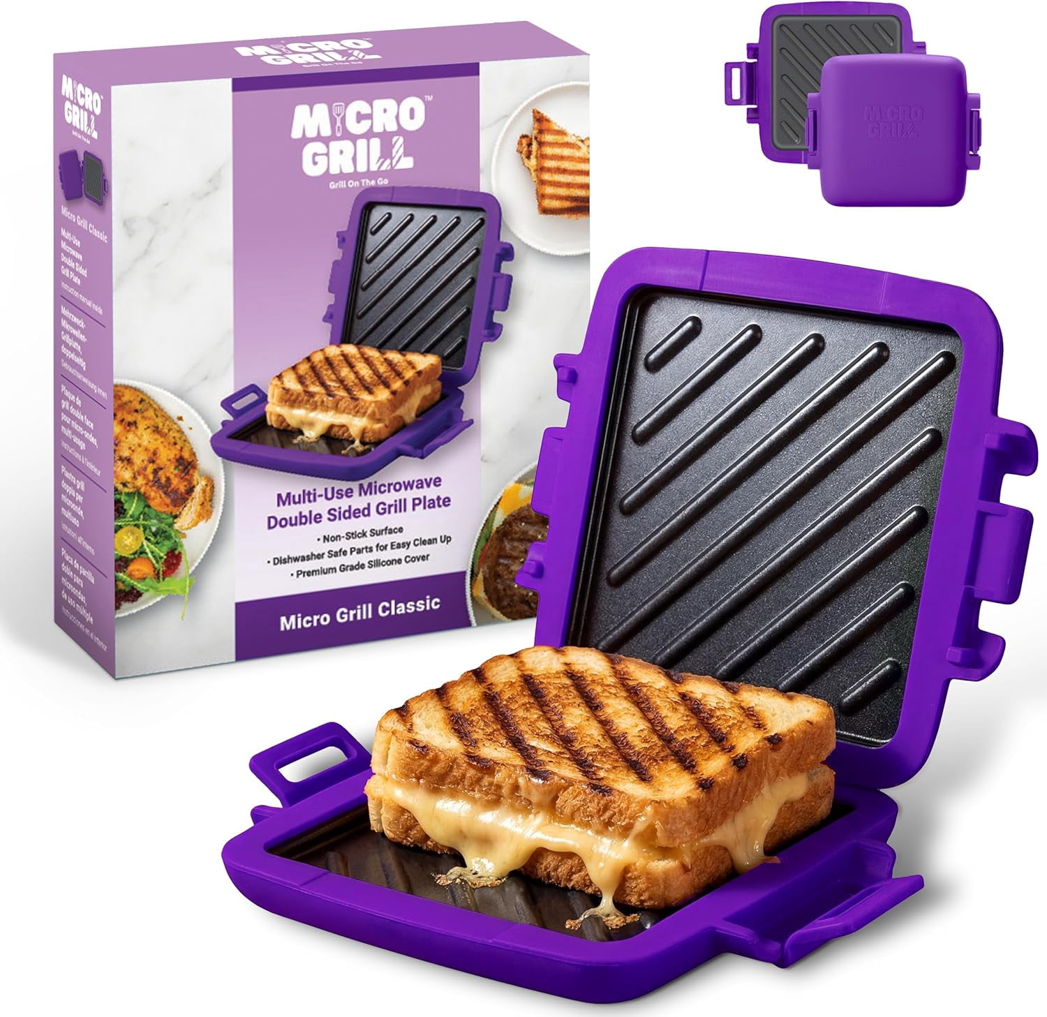 Micro Grill Classic Microwave Sandwich Maker, 3-Min Grilled Cheese ...