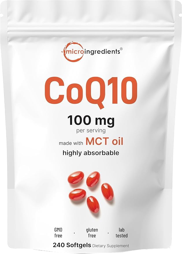 Micro Ingredients CoQ10 100mg Per Serving 240 Softgels Made with Coconut MCT Oil High Absorption ...