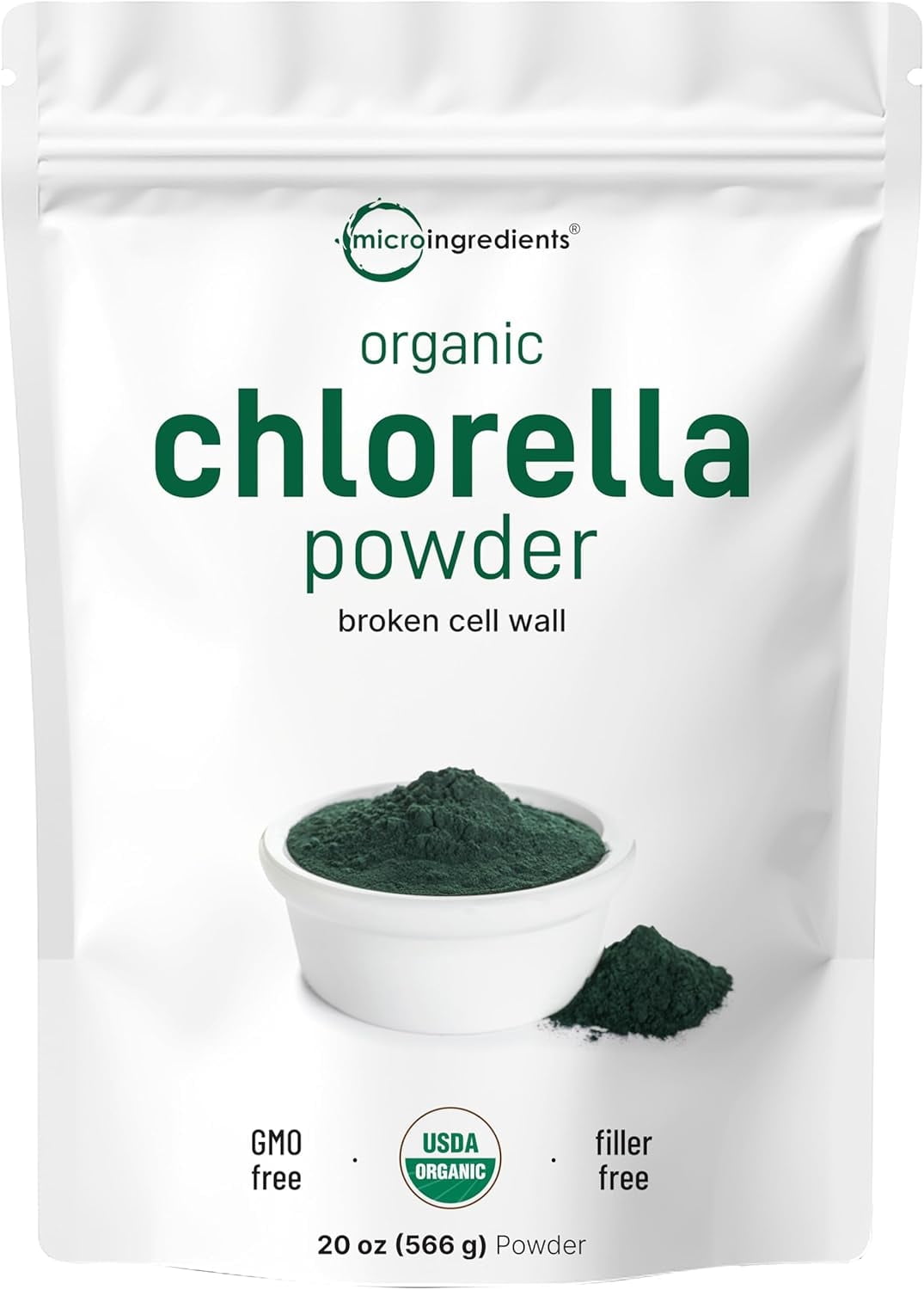 MICROINGREDIENTS, Organic Chlorella Powder, 20 Oz, Broken Cell Wall ...