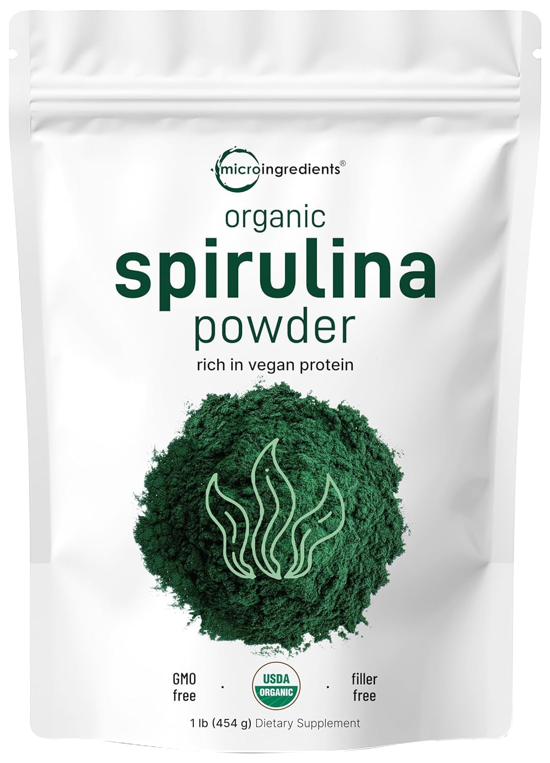 Micro Ingredients Organic Spirulina Powder, 1lb, Non-GMO, Vegan ...