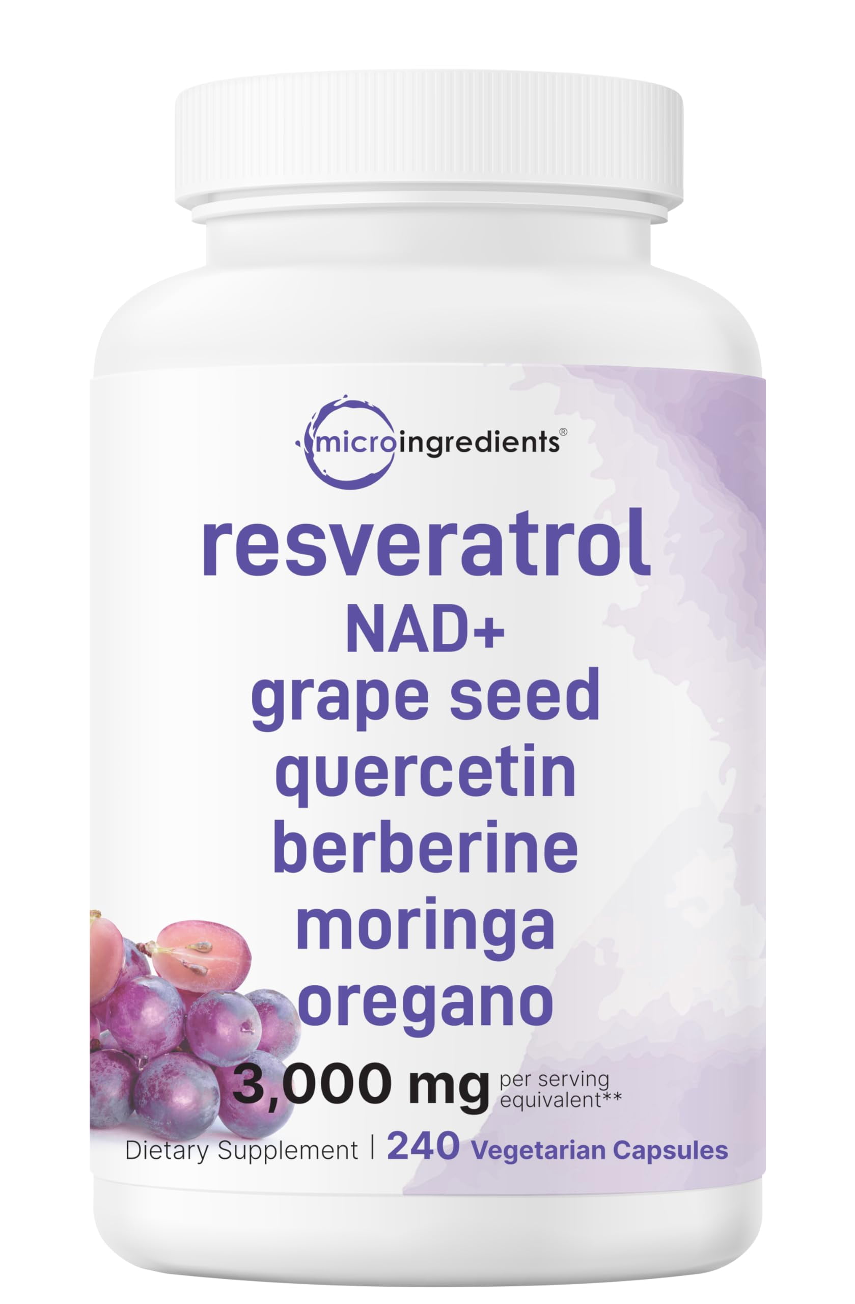 Micro Ingredients Resveratrol NAD + Supplement 3,000mg, KMC2240 Veggie ...