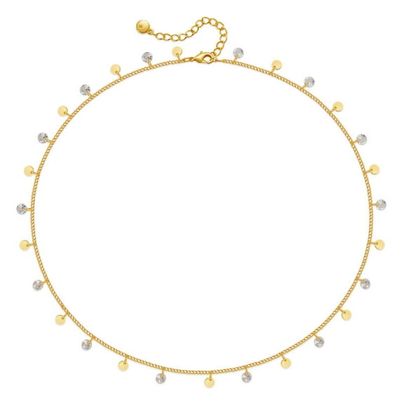 Micro Inlaid Zircon Refined And Simple Choker Copper Plating 18K Gold ...