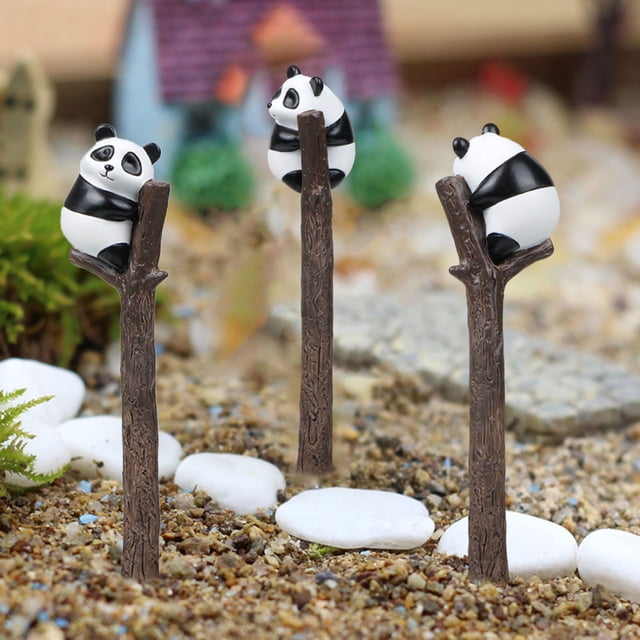 Micro Landscape Panda Ornament - Cartoon Panda Model Pose on A Tree ...