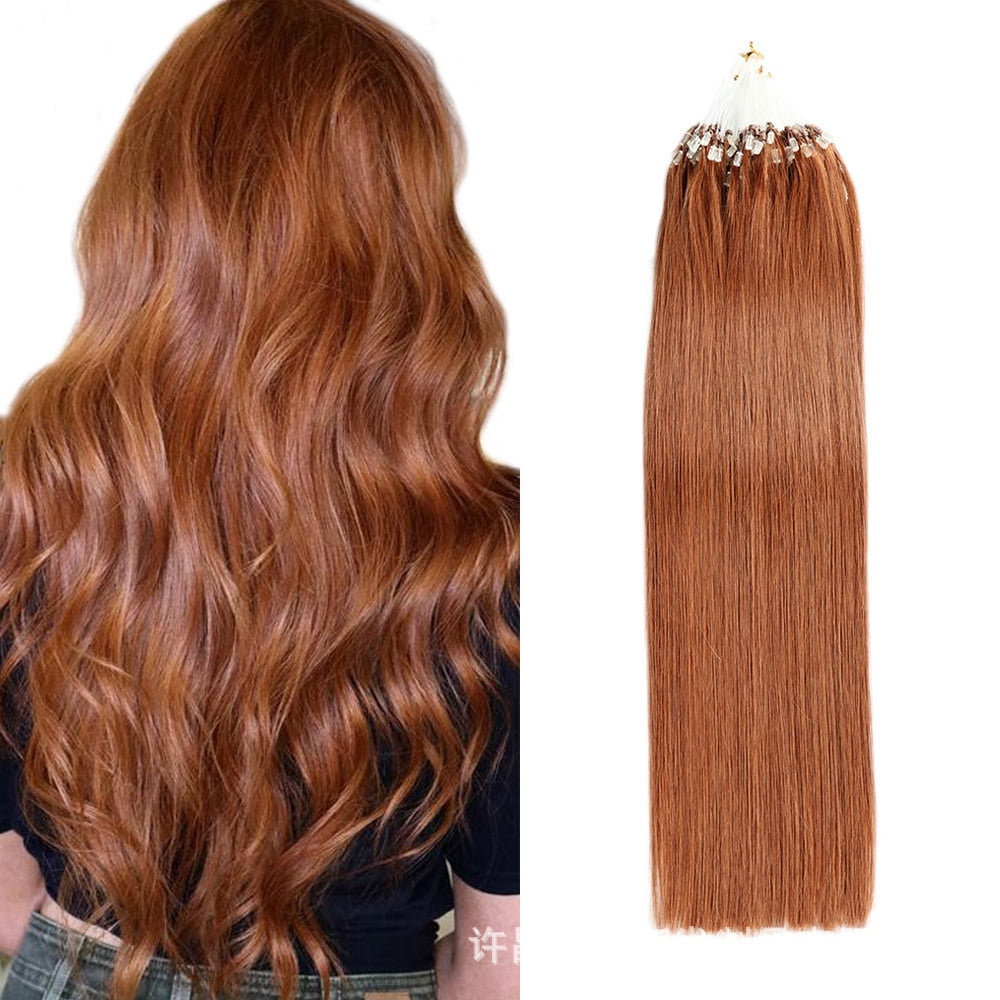 Micro Loop Hair Extensions #30 Brown Straight Human Hair Bulk (50 ...