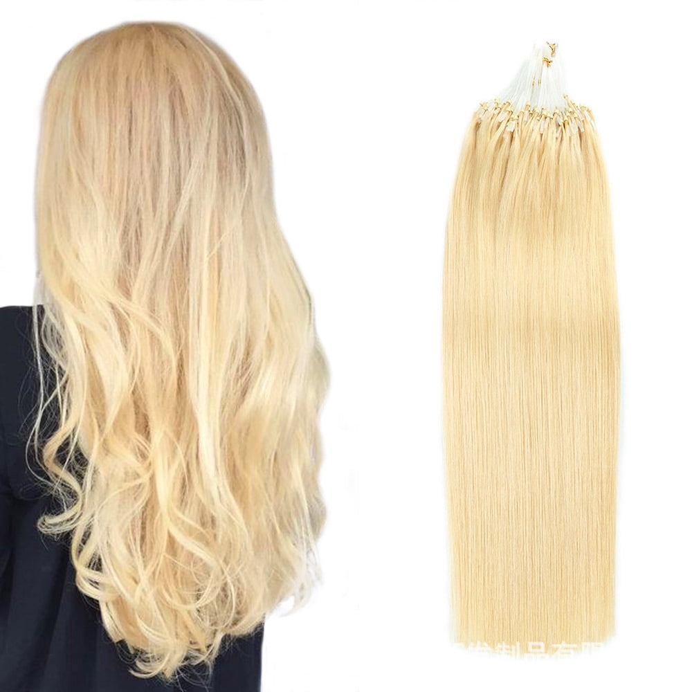Micro Loop Hair Extensions Real Human Hair Blonde Microbead Hair ...