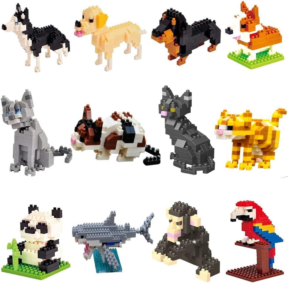 Micro Mini Blocks Dog Building Animal Set DIY 3D Building Toy Bricks ...