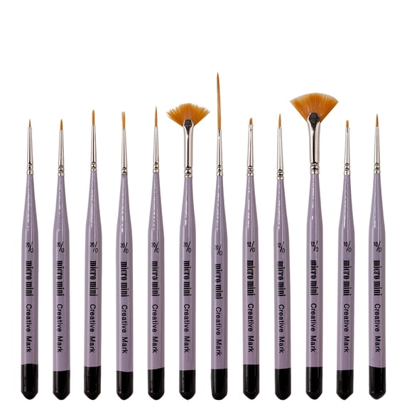 Micro Mini Fine Detail Paint Brush Set of 12 Pieces, SmAll Short Handle ...