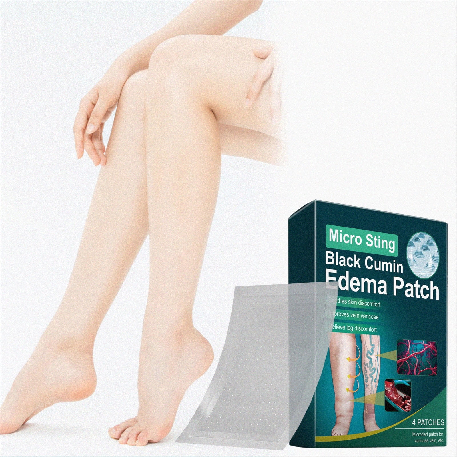 Micro-Needle Leg Patches for Circulation Support, Varicose Veins Relief Patch, Swelling ...