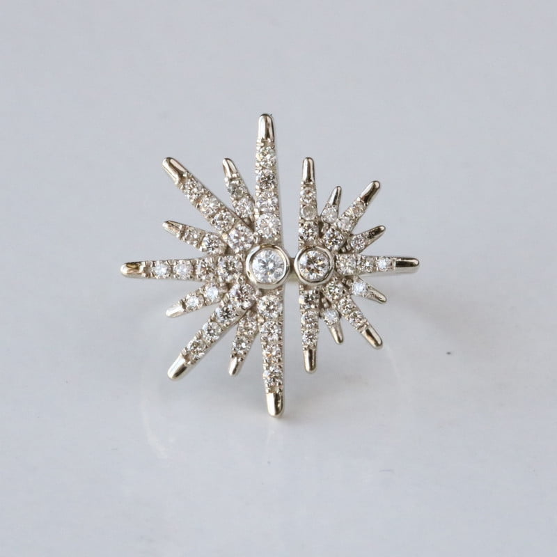 Micro Pave Diamond Star Design Ring, Starburst Diamond Ring, Art Deco ...