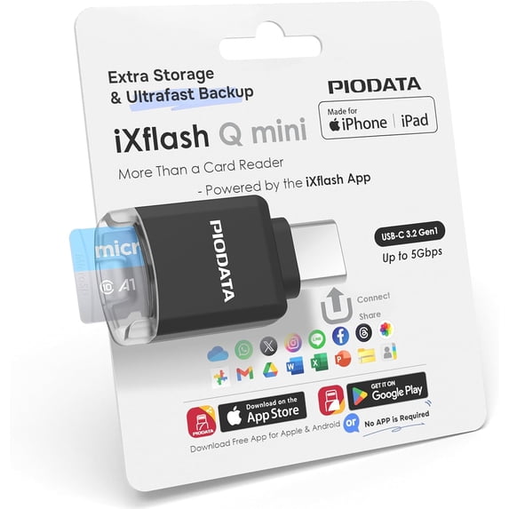 Micro SD Card Reader for iPhone 17/16/15, iPad, Android, Mac, PC ...