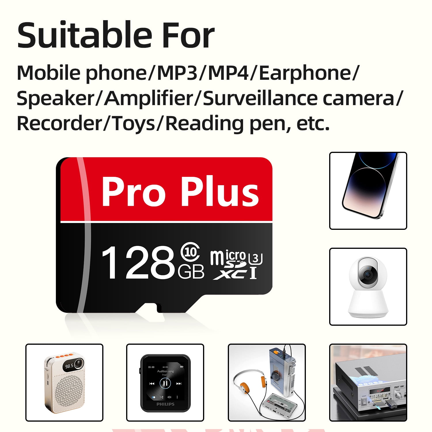 Micro SD card 128GB storage card 128GB Micro SD storage card Class 10 ...