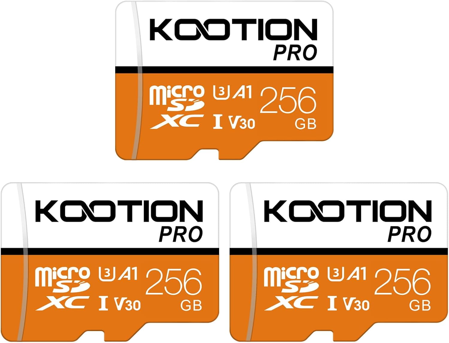 KOOTION Micro SD Card 3 Pack 256 GB V30 MicroSD Card U3 TF Card High ...
