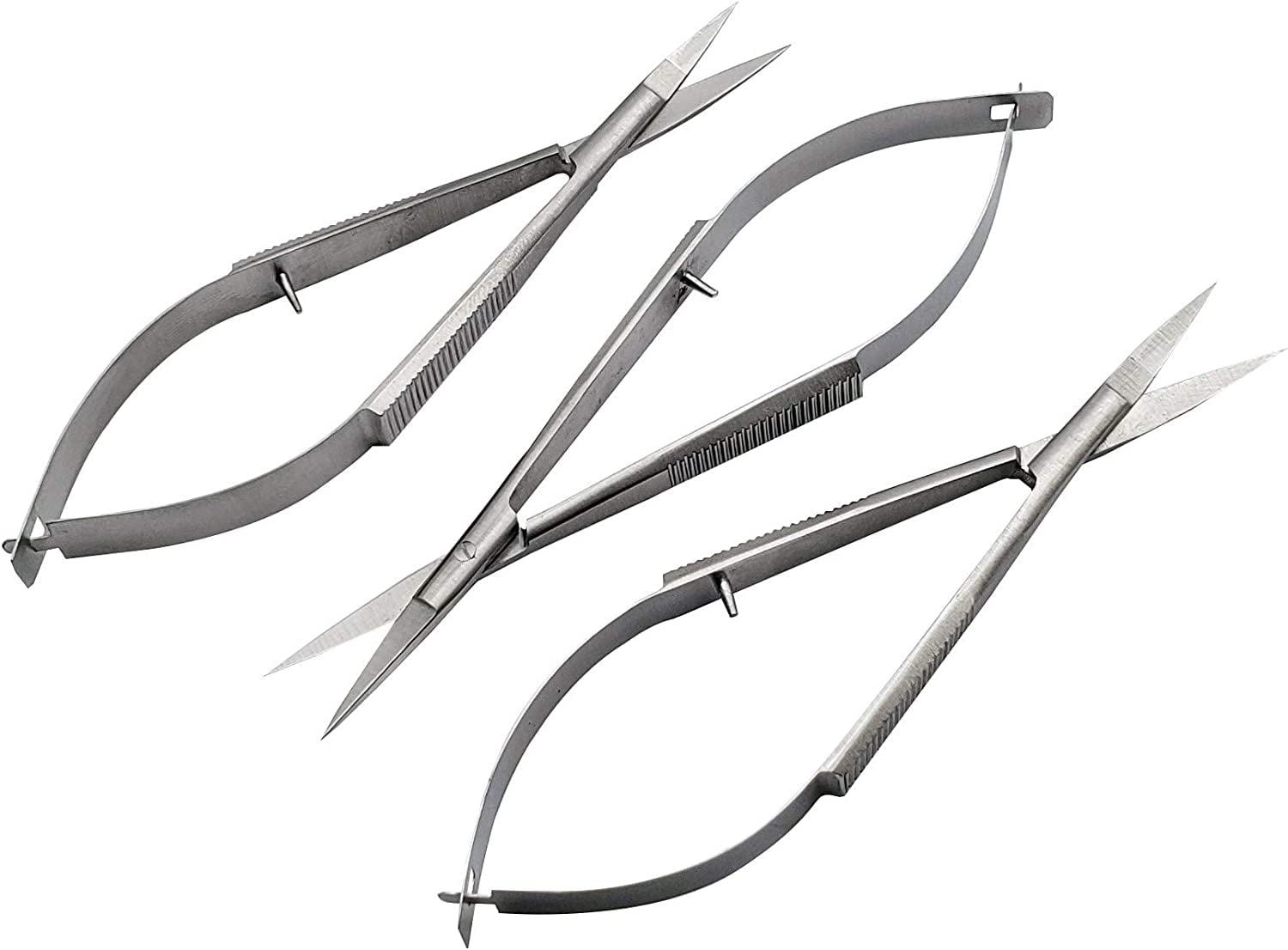 Micro Scissors 4.5" Straight Set of 3 Castroviejo Stitch Cutting Silver ...