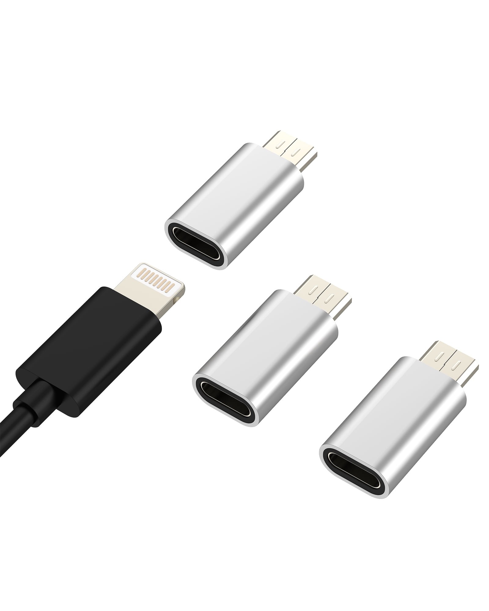 Micro USB male to Lightning Female Charger Adapter (3 Pack) Android ...
