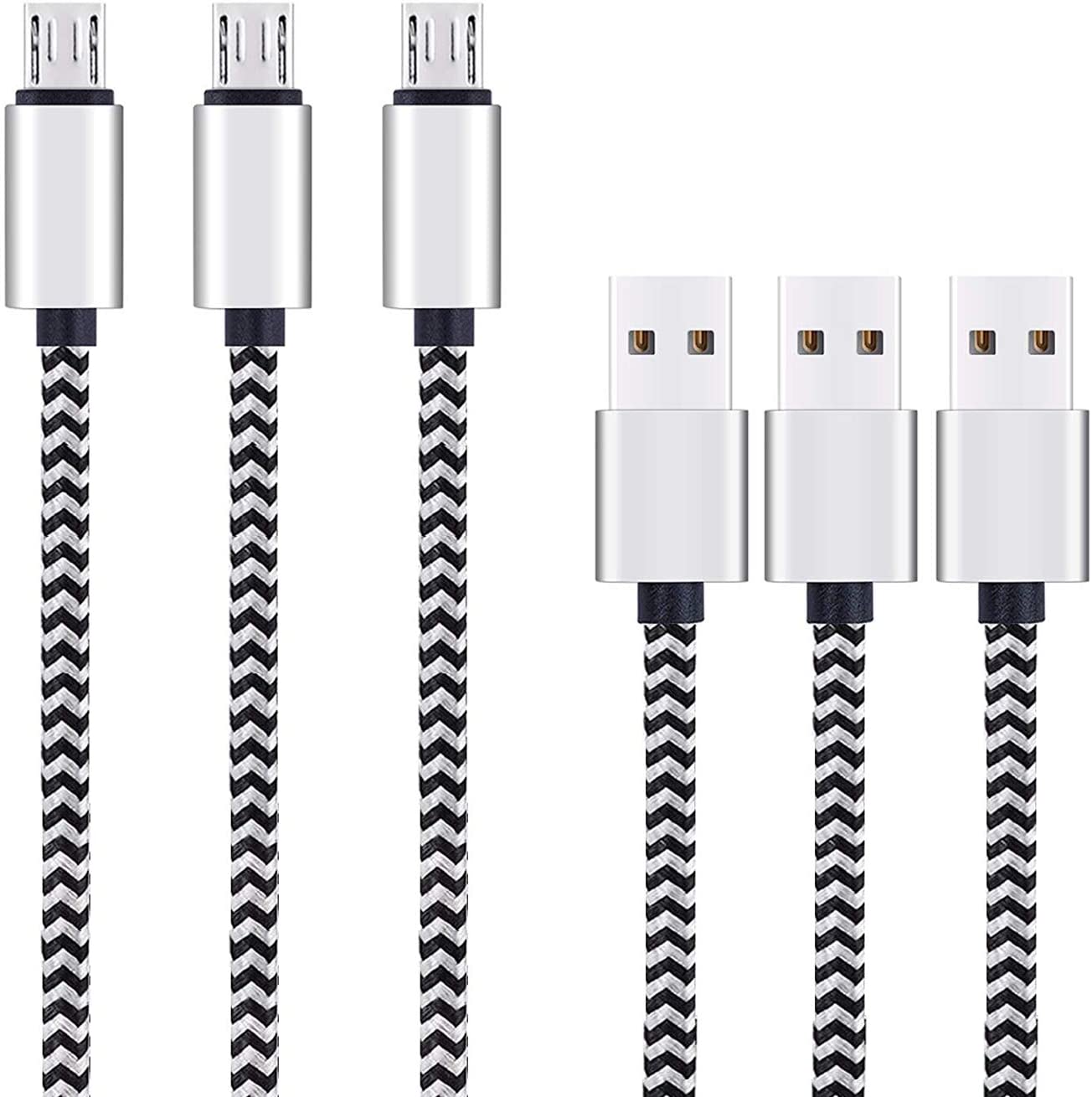 Micro USB Cable 10ft 3Pack High Speed 2.0 USB A Male to Micro USB ...