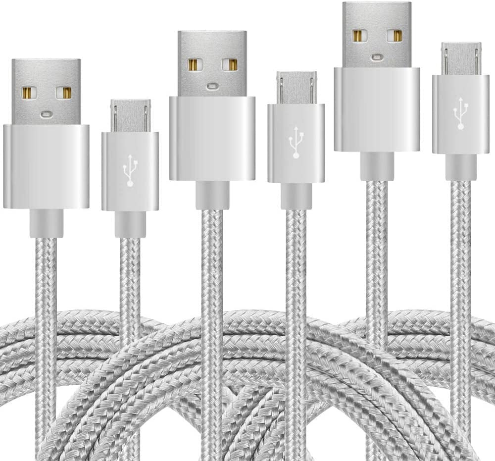 Micro USB Cable - 3Pack 3FT/6FT/10FT(1M/2M/3M) Nylon Braided Micro ...