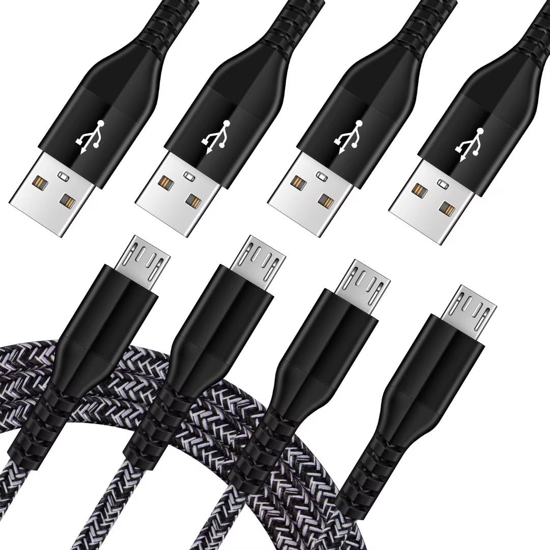 Micro USB Cable 6ft 4pack,USB A to Micro USB Cable Nylon Braided Phone ...
