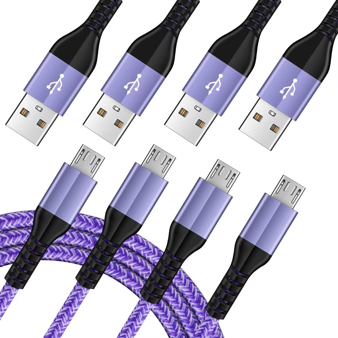 Micro USB Cable 6ft 4pack,USB A to Micro USB Cable Nylon Braided Phone ...