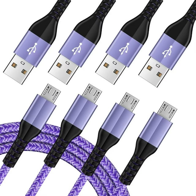 Micro USB Cable 6ft 4pack,USB A to Micro USB Cable Nylon Braided Phone ...
