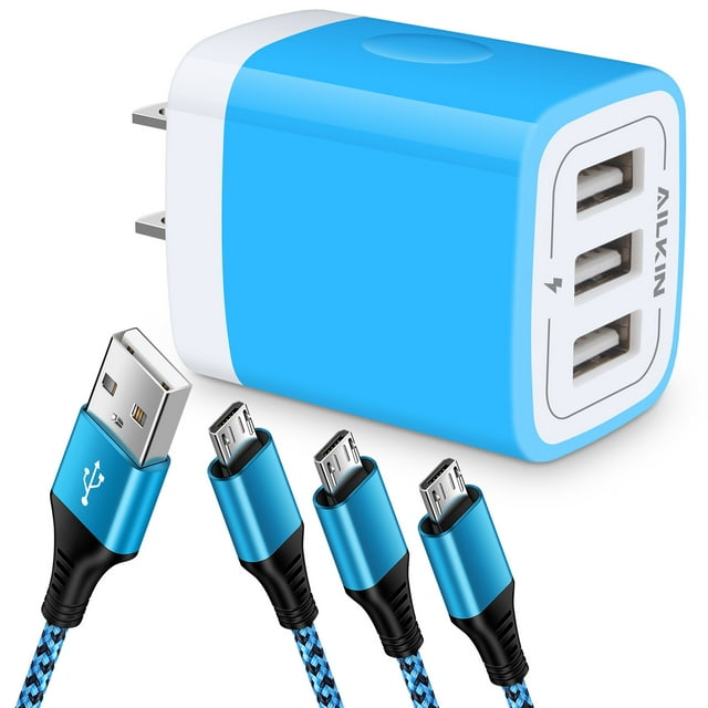 Micro USB Cable 6ft,Ailkin 3PACK USB Micro Cable with 3.1A USB Wall ...