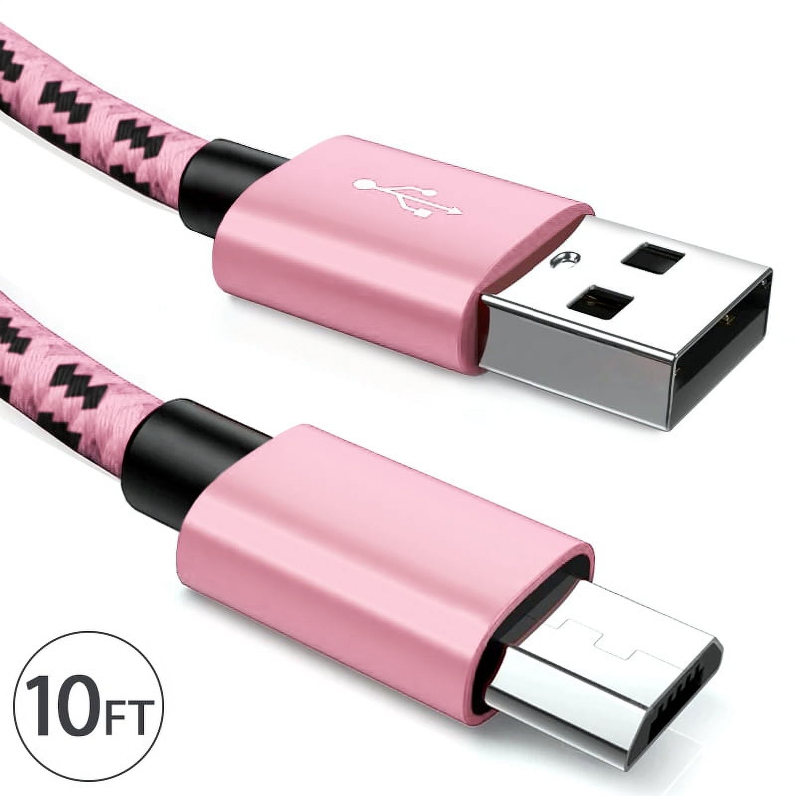 Micro USB Cable, Borz 10FT Nylon Braided High-Speed Micro USB Charging ...