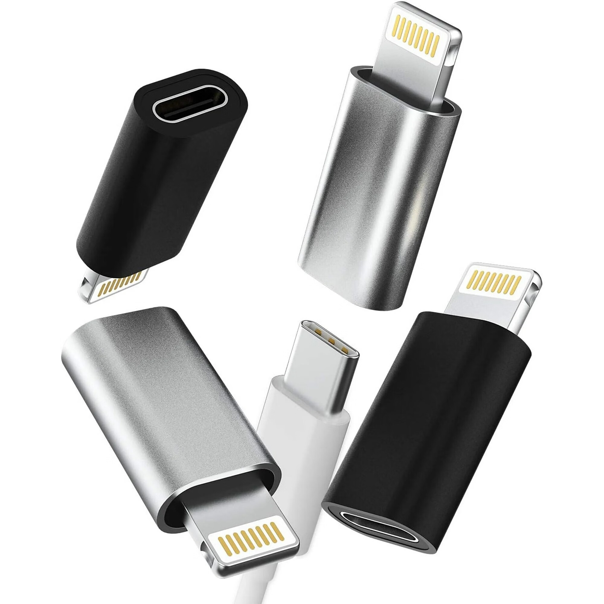 Micro USB to Lightning Adapter(4 Pack),PD Fast Charge USB C Female to ...