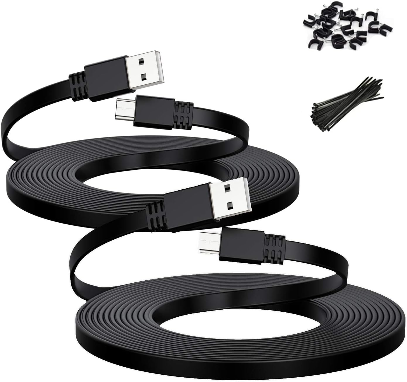 Micro USB Power Cable 20 FT (2 Pack),Flat Micro USB Charging Cord ...